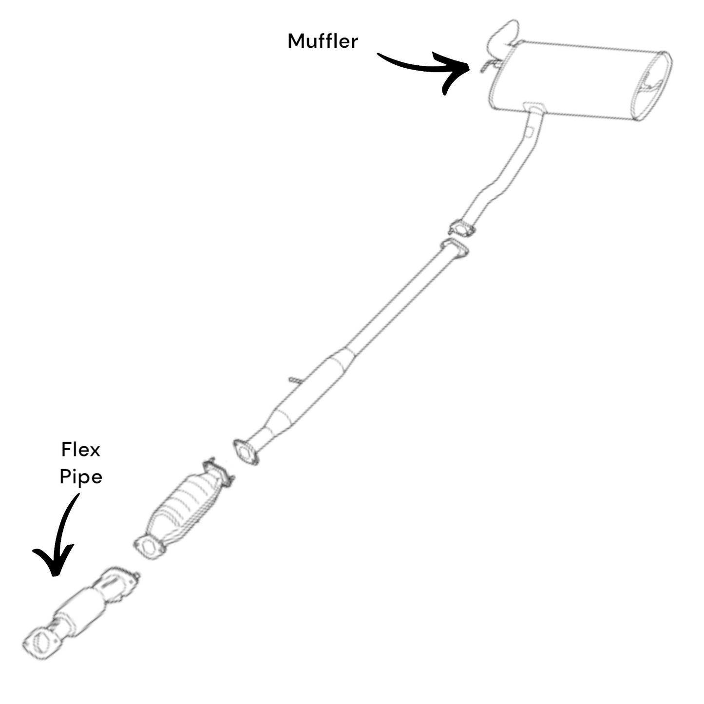 Kia Sportage 2.0L SX 2011-2016 Flex Pipe and Muffler Only For Korean B ...