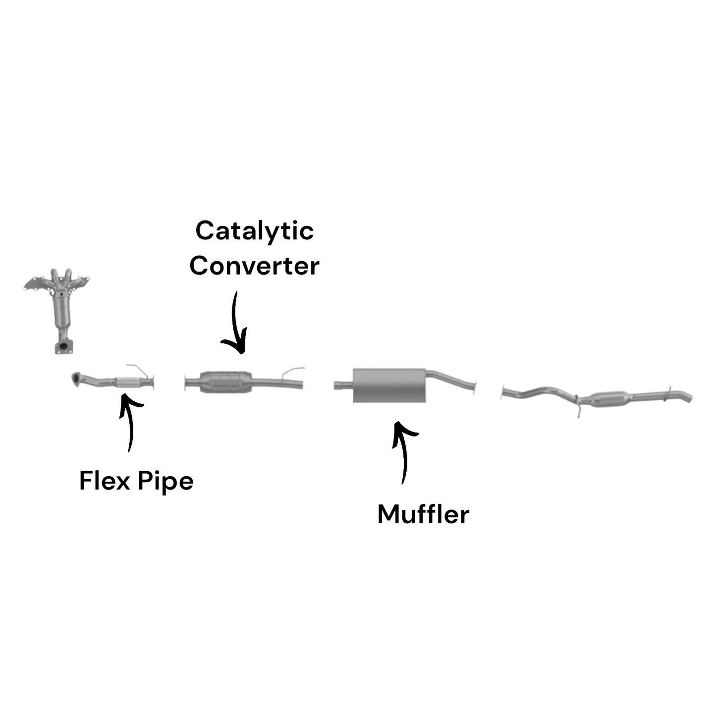 Mercury Mariner 2.3L (2005-2007) Flex Pipe, Catalytic Converter and Mu ...