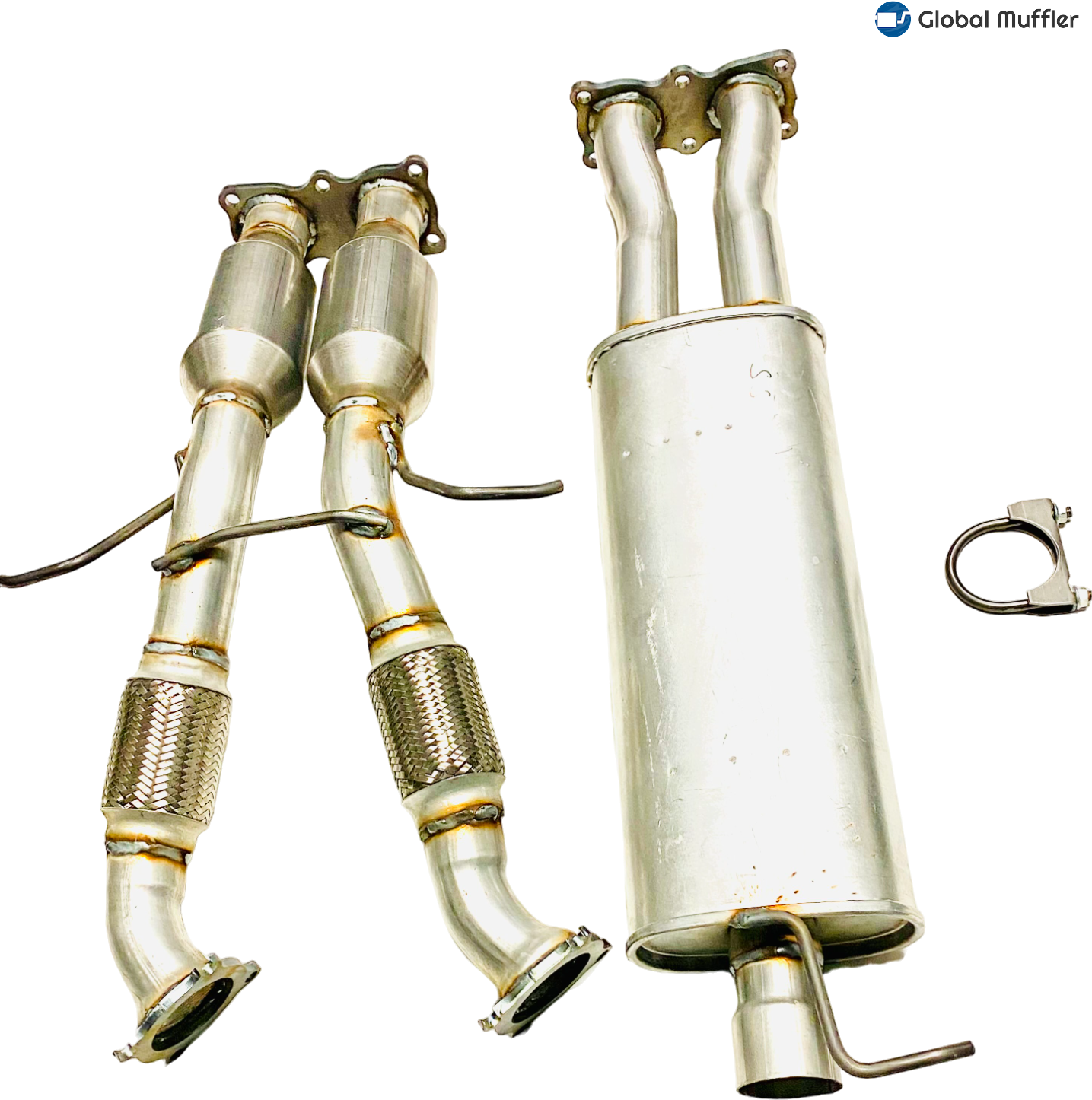 Fits: 2008 To 2012 Land Rover LR2 3.2L V6 Middle Muffler & Flex Cat Co ...